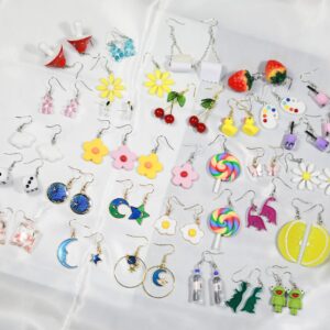 30 Pairs Weird Earrings Mushroom Fun Funny Kawaii Quirky Indie Crazy Novelty Cool Anime Aesthetic Earrings for Women Alt Jewelry Weirdcore Accessories Dangly Earrings Lot