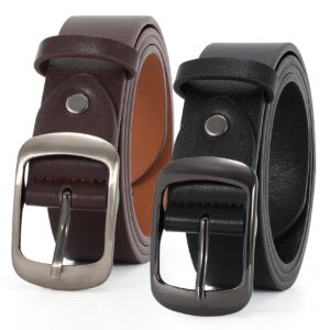 vonmelli 2 packs women leather belts for jeans fashion leather ladies waist belt black coffee medium