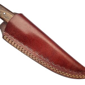 Handmade Full Tang Damascus Steel Fixed blade Knife, Hunting Knives Bushcraft knife- Skinning Knife-EDC With Rose Wood Handle and Real Leather Sheath