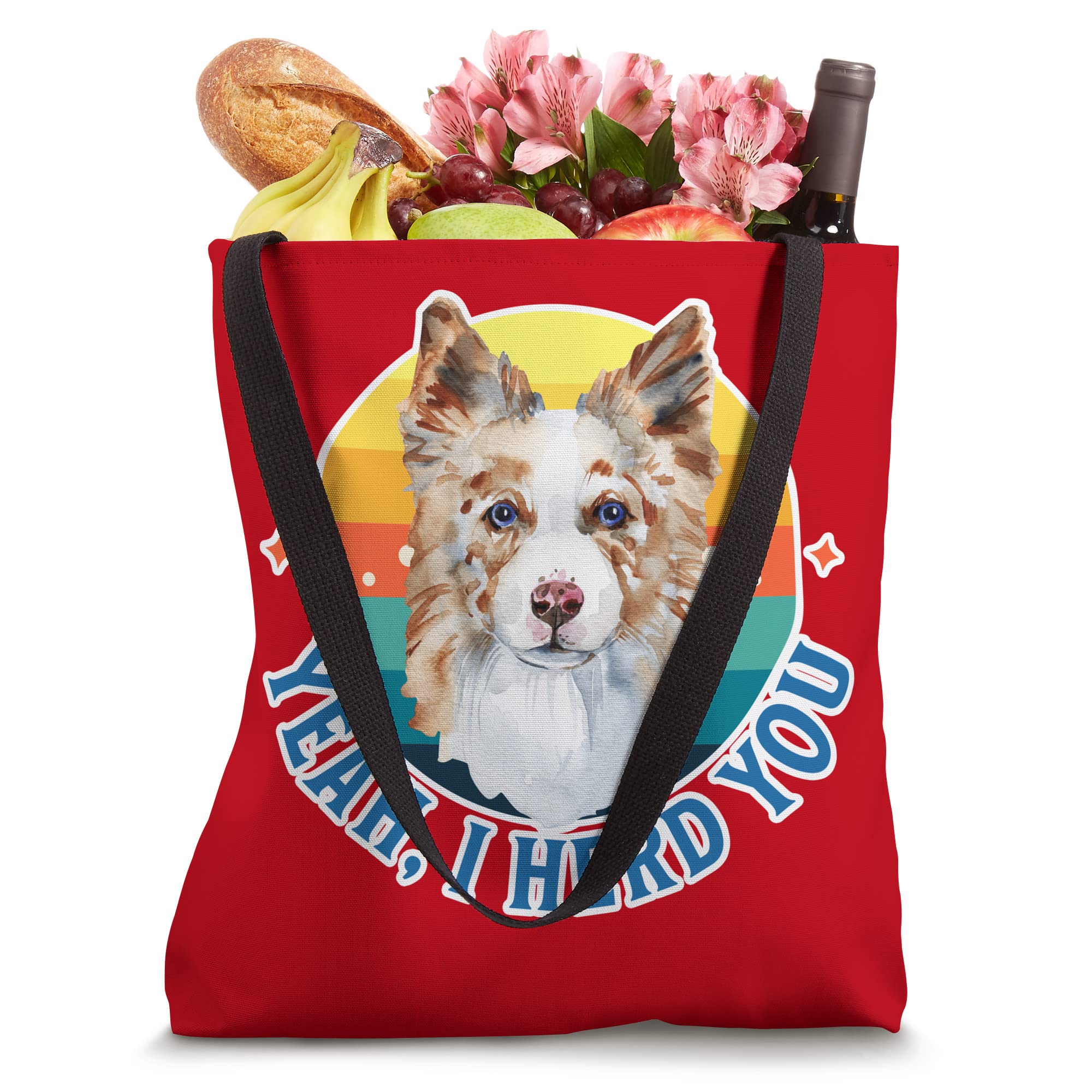 Yeah I Herd You Red Merle Border Collie Herding Puppy Gift Tote Bag