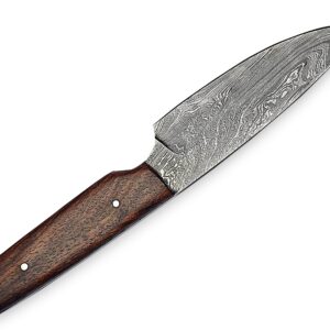 Handmade Full Tang Damascus Steel Fixed blade Knife, Hunting Knives Bushcraft knife- Skinning Knife-EDC With Rose Wood Handle and Real Leather Sheath