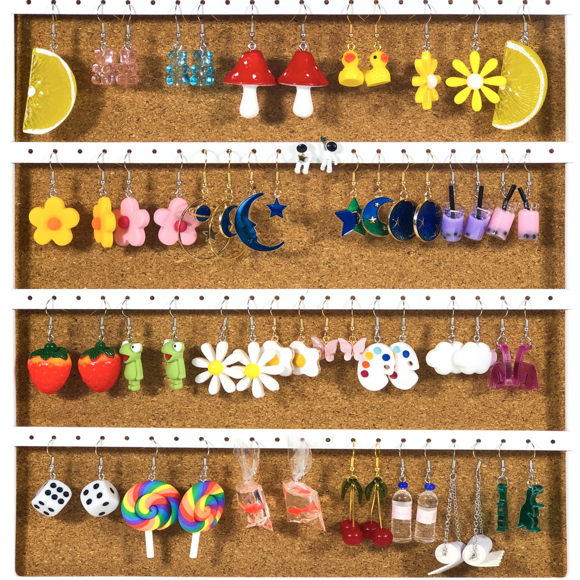 30 Pairs Weird Earrings Mushroom Fun Funny Kawaii Quirky Indie Crazy Novelty Cool Anime Aesthetic Earrings for Women Alt Jewelry Weirdcore Accessories Dangly Earrings Lot