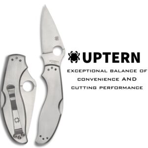 Spyderco Uptern Non-Locking Pocket Knife with 8Cr13MoV Steel Blade and Stainless Steel Handle - PlainEdge - C261P