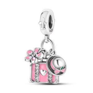 narmo 925 sterling silver charms for pandora bracelets silver charms pink suitcase makeup bag charms for women