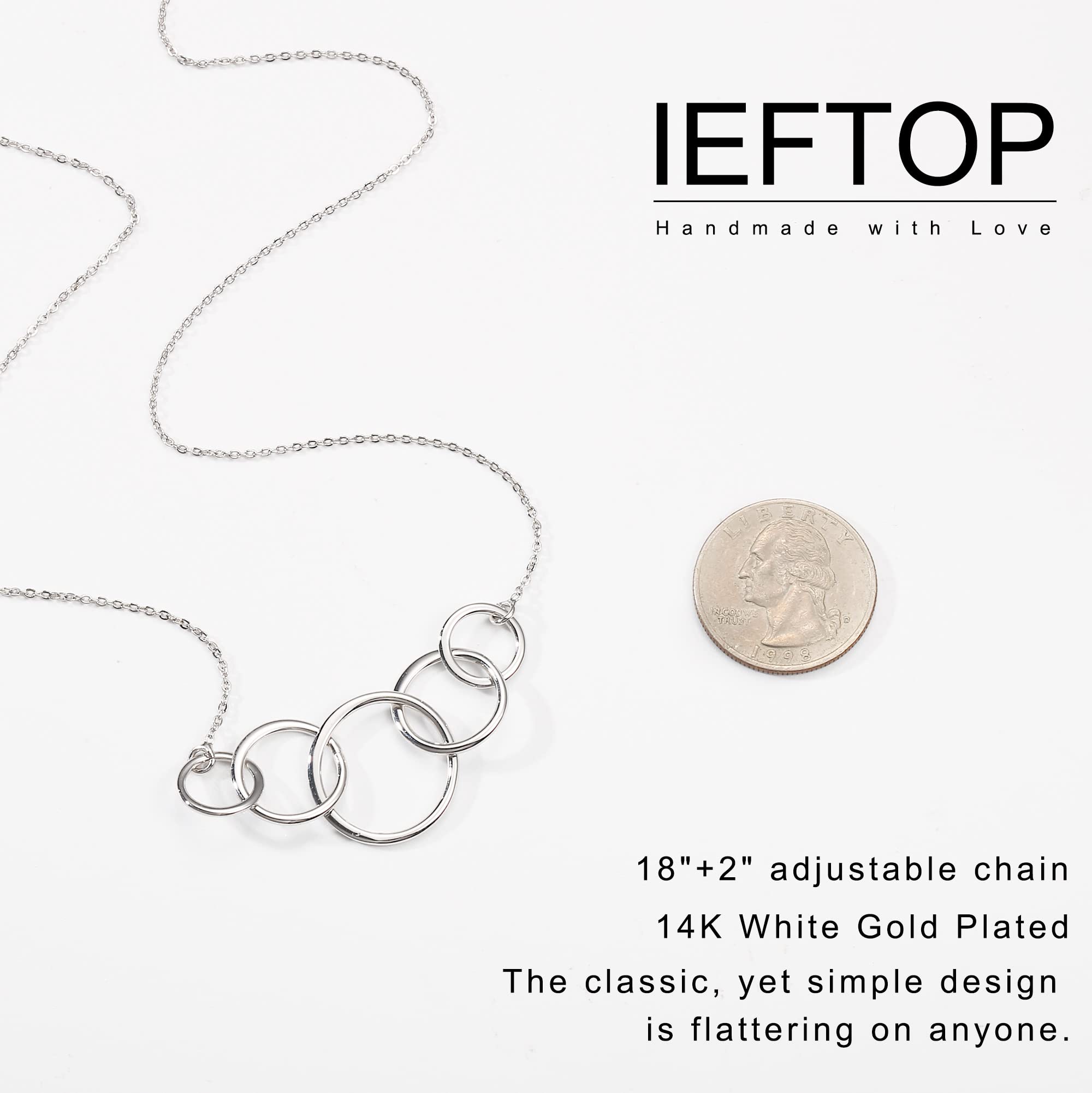 Ieftop 50th Birthday Gifts for Women, Silver Interlocking 5 Circle Necklace Happy Birthday Gifts for Women 50th Birthday Gifts for Friends Female Mom Sister Wife