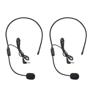 xcrui set of 2 headset microphone, flexible wired boom，3.5mm connector jack black for teachers, speakers, dancer, presentations,singer,coaches, seniors and more