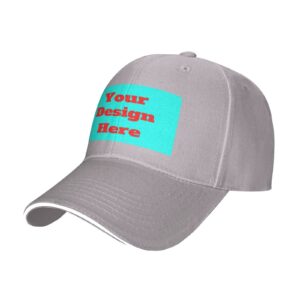 Custom Hats Your Custom Photo Text Here Men's Baseball Caps Gray