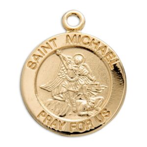 The Christian World Patron Saint Michael Gold Over Sterling silv. Religious Medal Pendant Necklace vbn-fh-6216