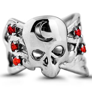 ‘sands of time’ ring by rogue+wolf gothic y2k jewelry emo goth accessories, cool alt knuckle chunky ring aesthetics, garnet-colour, red and orange cubic zirconia