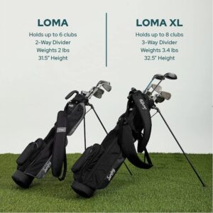 Sunday Golf Loma XL Bag - Golf Bag with Strap and Stand – Easy to Carry Pitch n Putt Golf Bag – Golf Stand Bag for The Driving Range, Par 3 and Executive Courses 3.4 pounds (Midnight Green)