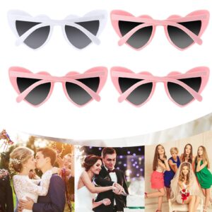 Flutesan 12 Pair Wedding Heart Shaped Sunglasses Bachelorette Vintage Cat Summer(White, Pink, Black Gray)