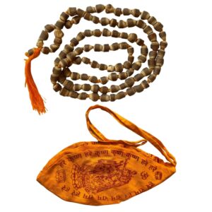 naisha gaumukhi japa mala bag & natural tulsi holy basil japa mala 108+1 beads original for daily mantra jaap, bead size: 6/7mm…