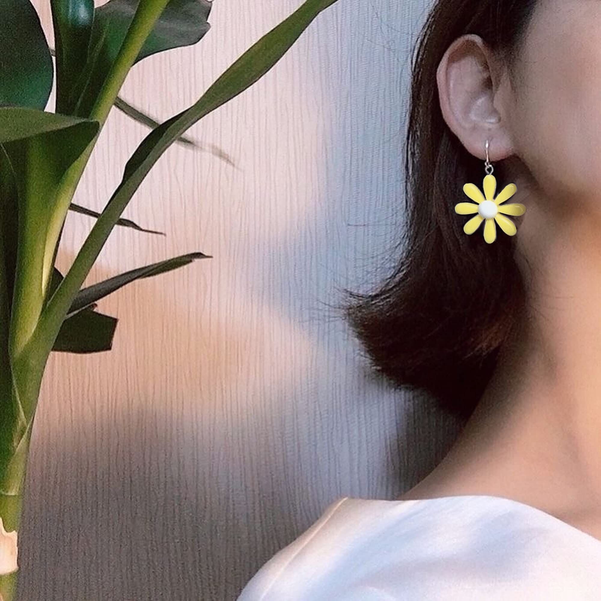 6 Pairs Flower Earrings Summer Earrings Daisy Earrings Kawaii Earrings Yellow Earrings Funky Earrings for Women