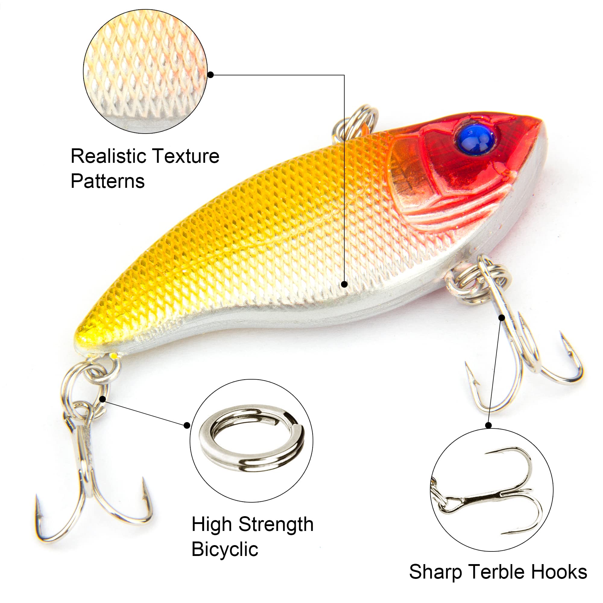 Fishing Lures Rooster Tail Bass Trout Hard Spinner Blade Baits with Feathers Fishing Lure Bass Crankbait Fishing Spinner Blade for Bass Fishing Lure Kit with Tackle Box