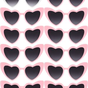 Flutesan 12 Pair Wedding Heart Shaped Sunglasses Bachelorette Vintage Cat Summer(White, Pink, Black Gray)