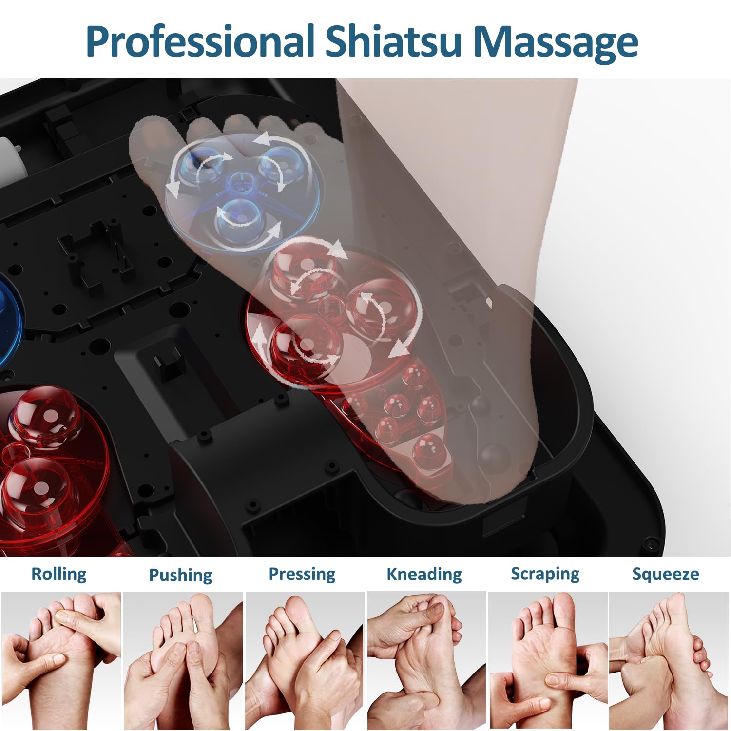 MOUNTRAX Foot Massager Machine with Heat, Gifts for Women Men, Shiatsu Foot Massager with Remote Control, Deep Kneading and Soothing Heat, Fits Feet Up to Men Size 12 (Black)