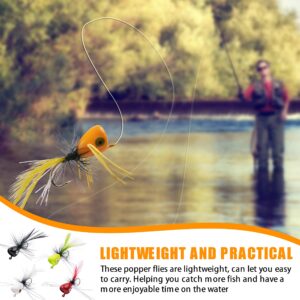 Fly Fishing Flies Fly Popper Panfish Bass Popper Flies Dry Fly Fishing Flies Topwater Bait Fly Fishing Popper for Bass Trout Panfish Crappie Bluegill Sunfish