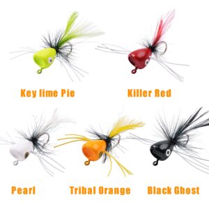 Fly Fishing Flies Fly Popper Panfish Bass Popper Flies Dry Fly Fishing Flies Topwater Bait Fly Fishing Popper for Bass Trout Panfish Crappie Bluegill Sunfish