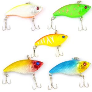 Fishing Lures Rooster Tail Bass Trout Hard Spinner Blade Baits with Feathers Fishing Lure Bass Crankbait Fishing Spinner Blade for Bass Fishing Lure Kit with Tackle Box