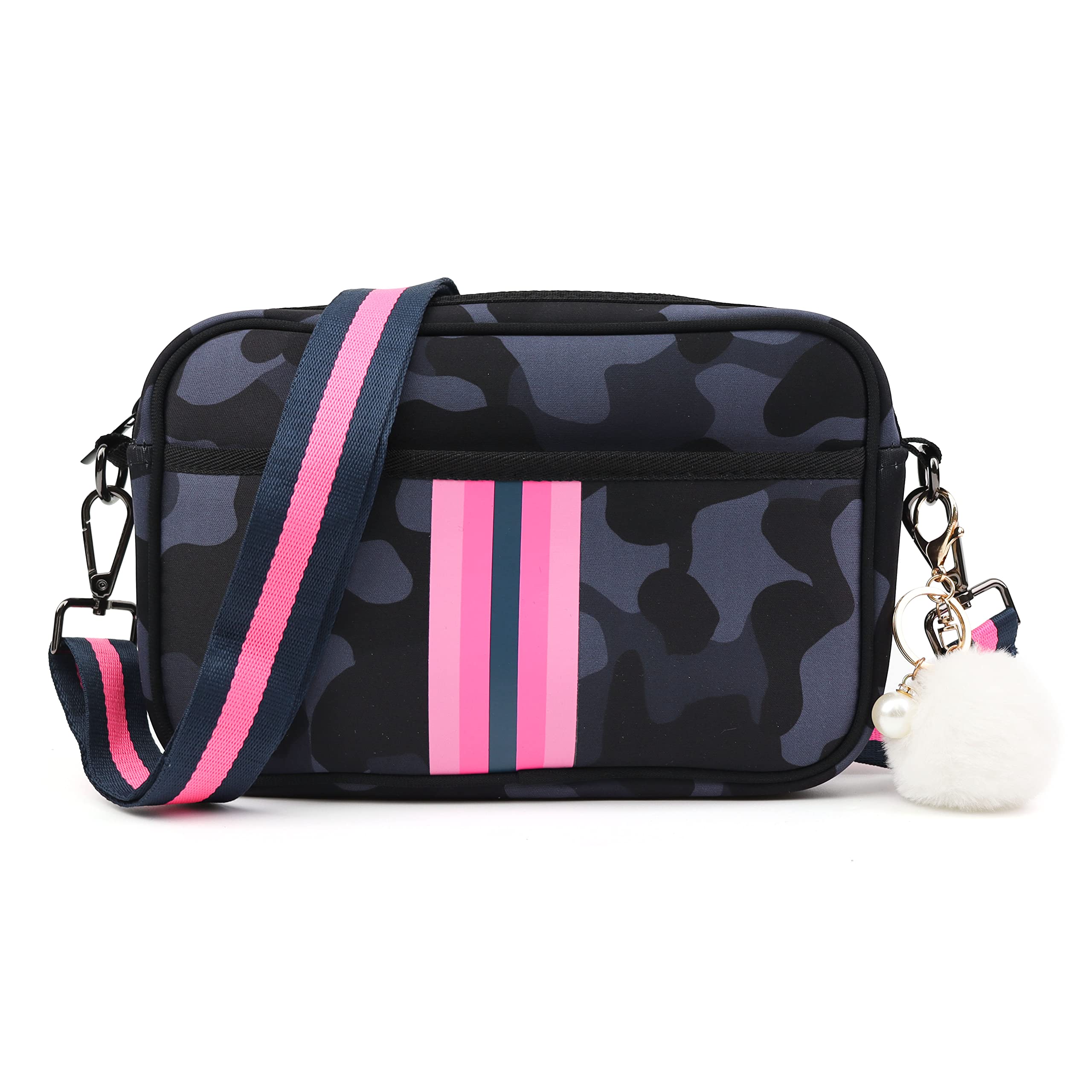 ORAD Crossbody Bags for Women, Neoprene Bag Crossbody Purse with Pompon Ladies Crossbody Purses