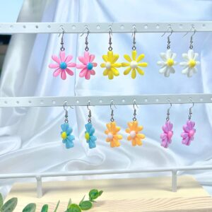 6 Pairs Flower Earrings Summer Earrings Daisy Earrings Kawaii Earrings Yellow Earrings Funky Earrings for Women