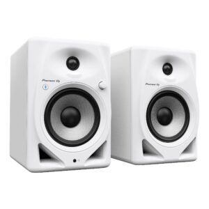 pioneer dj dm-50d-bt-w 5-inch desktop active monitor speaker pair with bluetooth - white