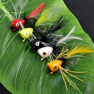 Fly Fishing Flies Fly Popper Panfish Bass Popper Flies Dry Fly Fishing Flies Topwater Bait Fly Fishing Popper for Bass Trout Panfish Crappie Bluegill Sunfish