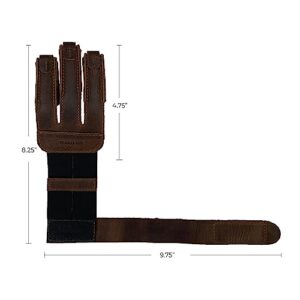 Valhalla Gear, Three-Finger Archery Glove, Bow and Arrow Shooting, Target Practice, Accessory for Archers, Protection for Wrist & Fingers, Full Grain Leather, Handmade, Bourbon Brown