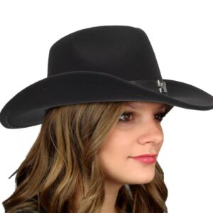 Western Cowboy Hat for Men Women Classic Fedora Hat with Buckle Belt Size:M-L (US, Alpha, Medium, Black)