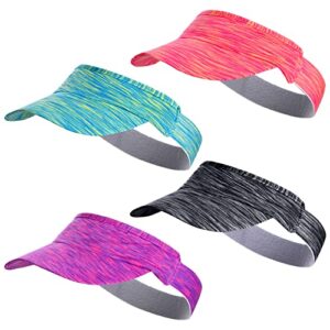 rbenxia 4 pieces of visor caps adjustable sun visor hats elastic sport headband visors for women and men (gray, pink, purple, green)