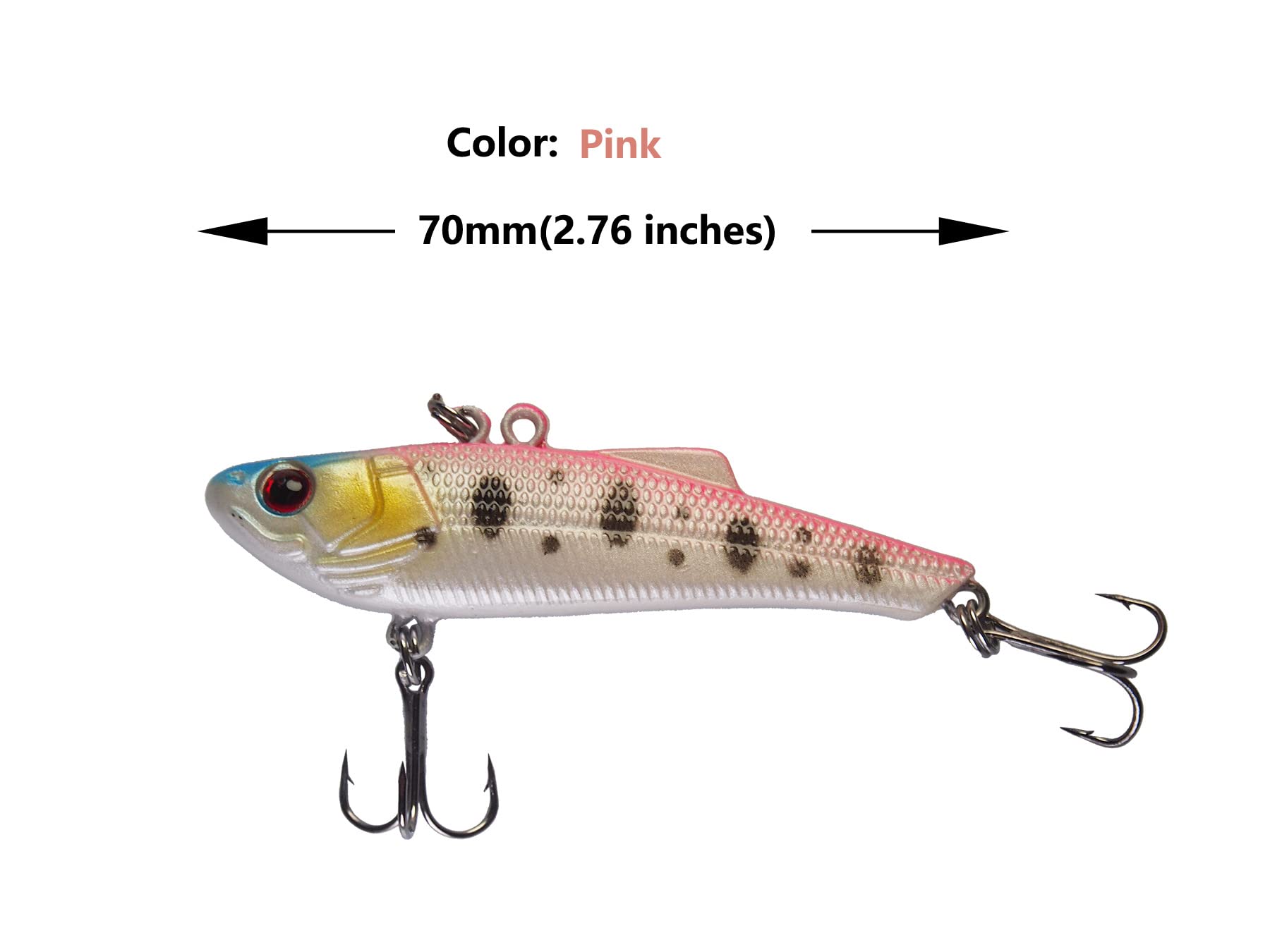 DAIMOUTH 5pcs 70mm Fishing Lures Lifelike Vibe Blade Bait for Bass & Trout, Lipless Crankbait, Bionic Fishing Gear for Freshwater Saltwater,Fishing Tackle Accessory Box (Green)