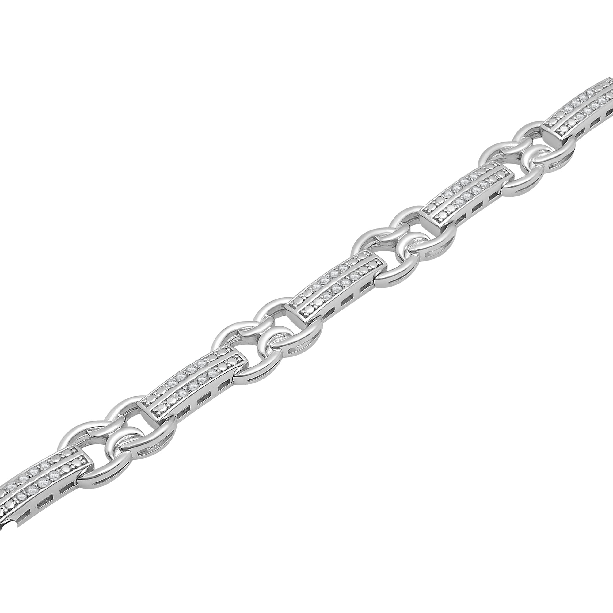 Timeless Love 1/2 CT Diamond 7.25" Bracelet Set in Polished Sterling Silver, Dainty Jewelry for Women, Women’s Fashion Bracelets, Diamond Luxury Bangle for Women