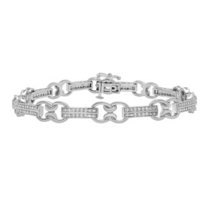 timeless love 1/2 ct diamond 7.25" bracelet set in polished sterling silver, dainty jewelry for women, women’s fashion bracelets, diamond luxury bangle for women