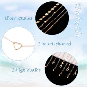 Boho Waist Belly Chain Gold Layered Heart Body Chains Summer Beach Bikini for Girls and Women