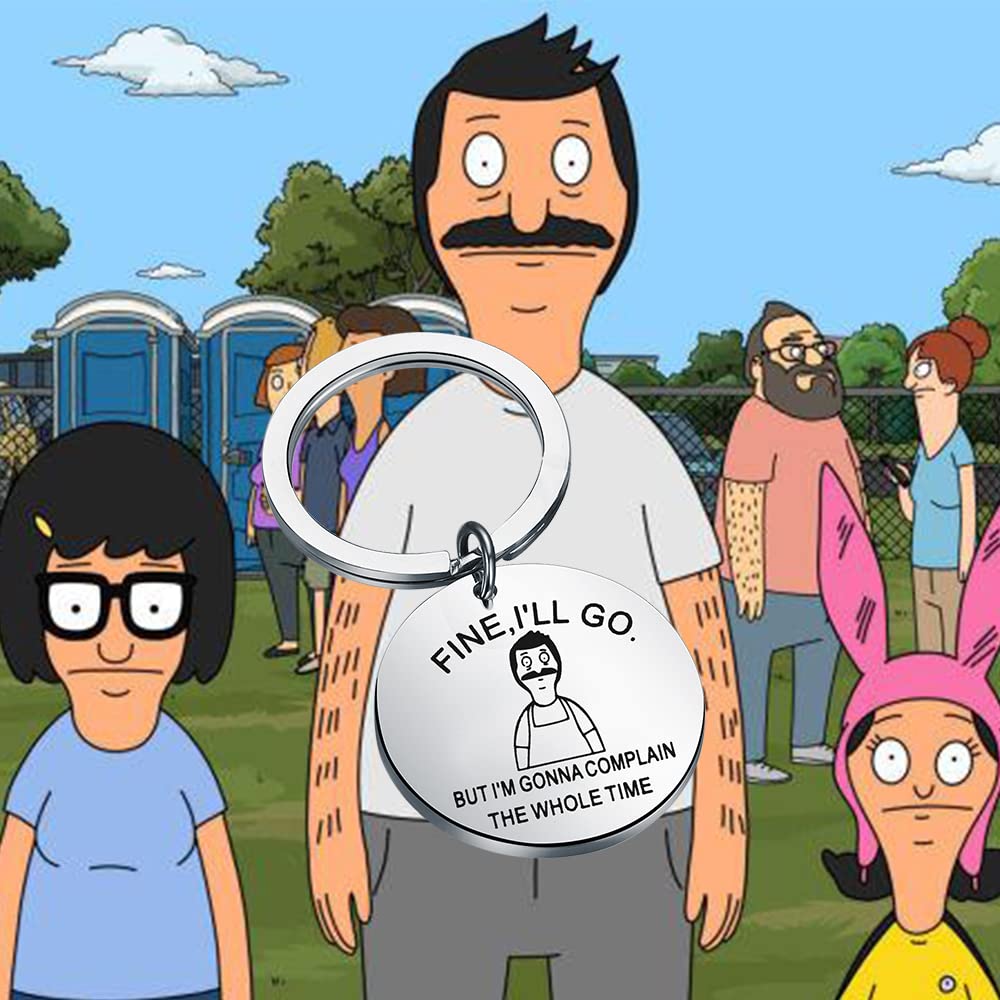 TGBJE Bob Belcher Gift Bob's Fans Gift I'll Go But I'm Gonna Complain The Whole Time Keychain Game Fans Gift Game Players Gifts (complain keychain)