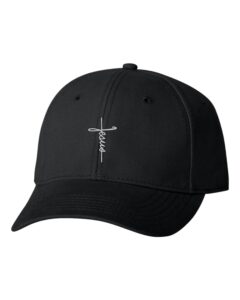 one size black baseball jesus cross script christian embroidered dad hat structured cap