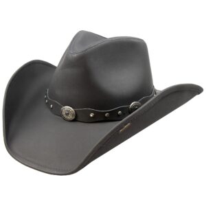 stetson men's cowboy, black leather, large