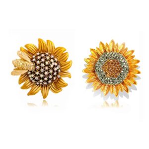 2 pack sunflower brooch pins for women costume jewelry fashion crystal broches vintage jewelry broche pins