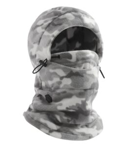 tough headwear fleece balaclava ski mask - winter face mask for men & women - face cover for extreme cold weather gear grey