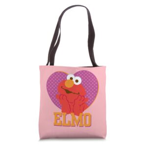 sesame street patterned elmo heart tote bag