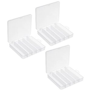 patikil fishing tackle box, 3 pack 6.9 x 6 x 1.2 inch plastic 5 grids lure bait hooks accessory organizer storage container, clear