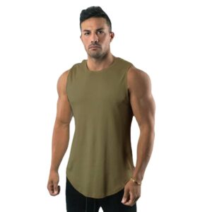 gubidiao men's running workout tank top casual round neck sleeveless shirt loose athletic tee shirts (army green,xs,x-small)