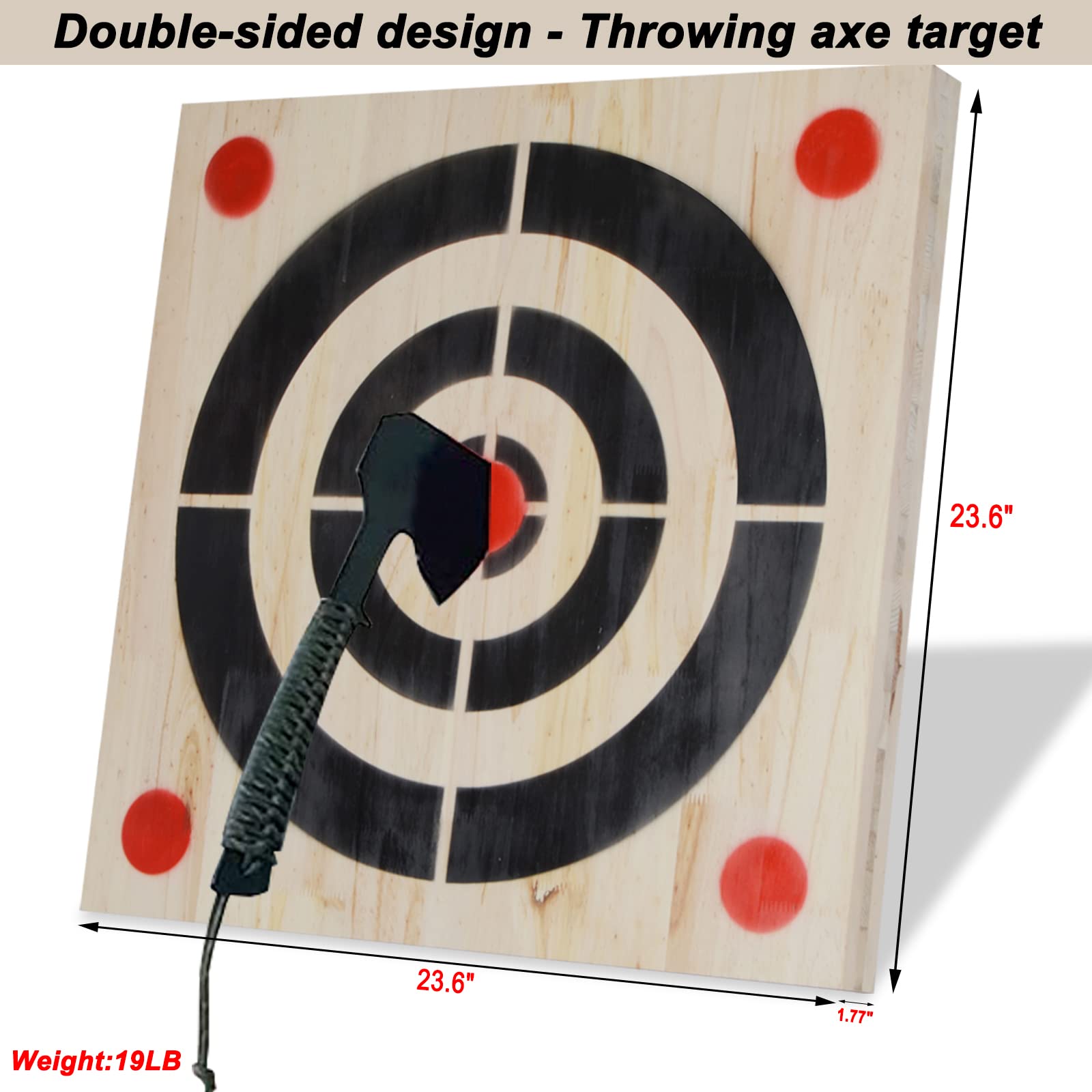 Heavy Wooden Axe Throwing Target & Knife Throwing Target with Handles