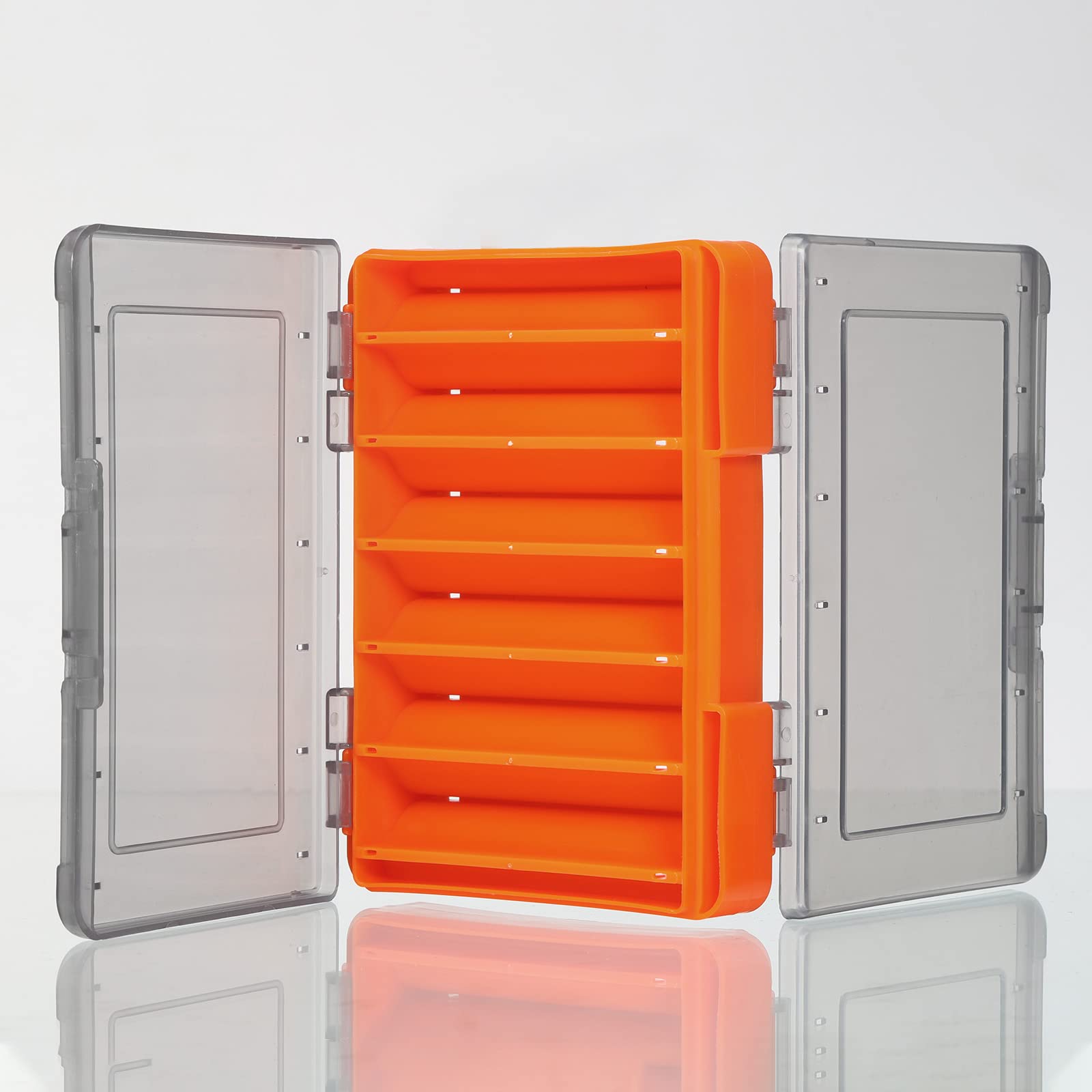 PATIKIL Two-Sided Plastic Box Fishing Lure Storage Container, 2 Pack 12 Grids Fish Tackle Organizer, Orange