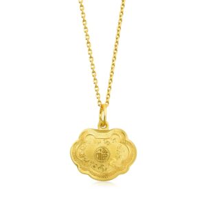 chow sang sang 999.9 24k solid gold price-by-weight 4.86g gold ruyi lock pendant for women 84710p | [not include the necklace]