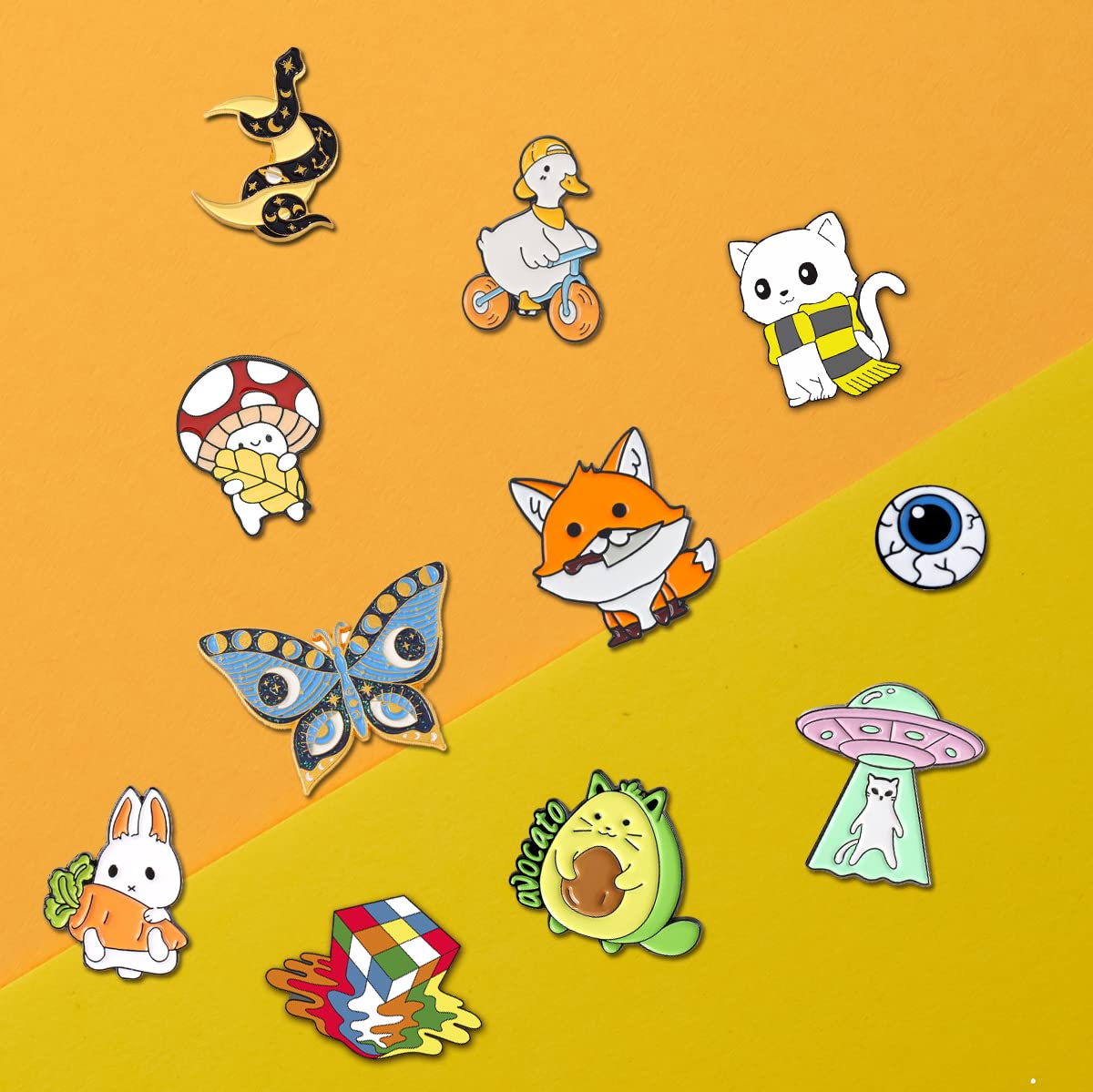 50-Pack Mixed Enamel Brooch Bulk Set,Lapel Badges, Cartoon Plant Enamel Pin Sets, Funny Button Pins Jewelry for Backpack Cloths Hats Jacket Decoration (50 PCS)