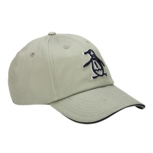 original penguin contrast logo adjustable strapback baseball hat (moss grey)