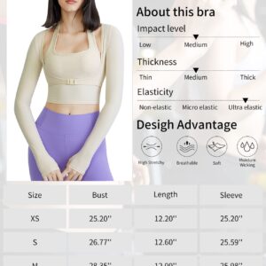 Gihuo Long Sleeve Crop Top Workout Women Athletic Yoga Running Cropped Tops Slim Fit Sport Gym Shirts(Apricot, S)