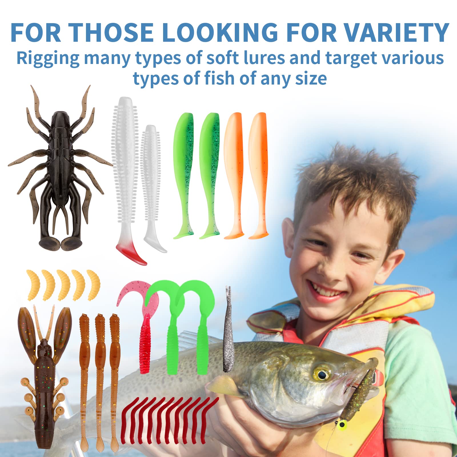 TRUSCEND Widely Used Fishing Bait Rigs Worth Ever Penny, Selected Fishing Lures & Tackle Kit for Starter Freshwater Fishing, Economic/Giftable/Premium Fishing Gear Set Available, Perfect Fishing Gifts