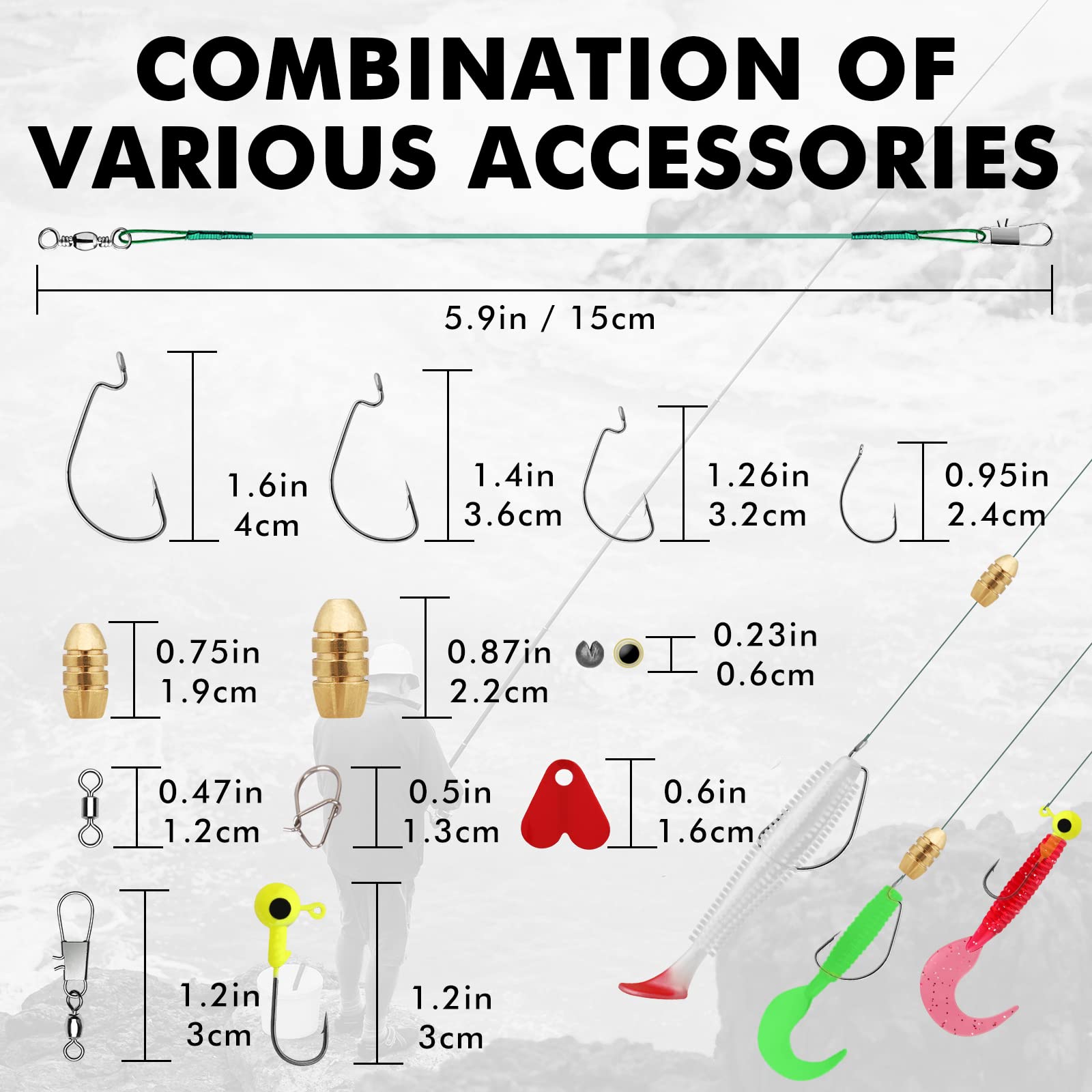 TRUSCEND Widely Used Fishing Bait Rigs Worth Ever Penny, Selected Fishing Lures & Tackle Kit for Starter Freshwater Fishing, Economic/Giftable/Premium Fishing Gear Set Available, Perfect Fishing Gifts